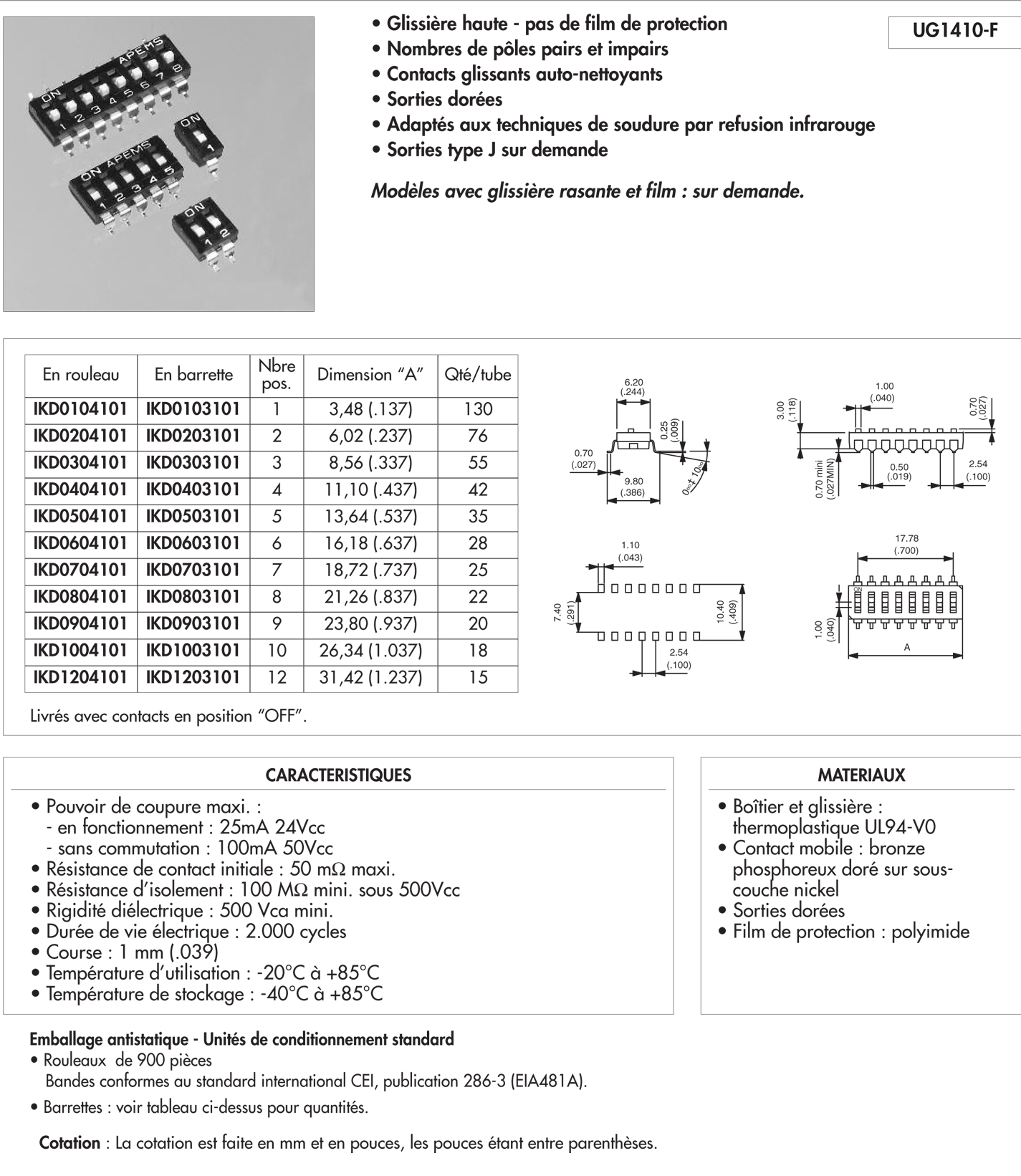Interrupteurs DIP, CMS ou traversant - IKD Series - Sonectrad-BRN